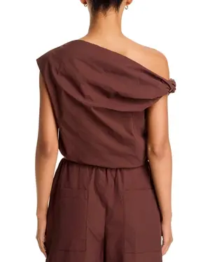 Paris Georgia Asymmetrical Neck Top - Mocha