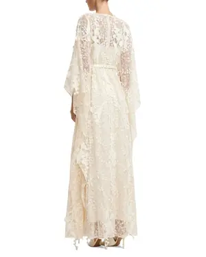 LEO LIN Embellished Lace Kaftan Maxi Dress