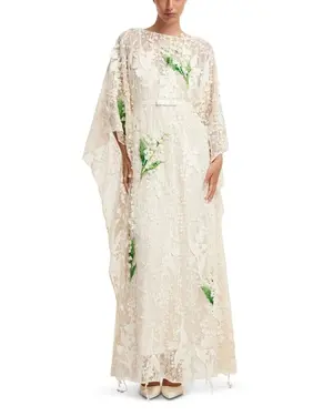 LEO LIN Embellished Lace Kaftan Maxi Dress