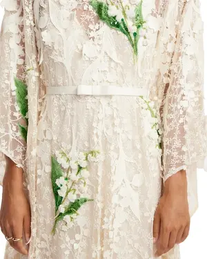 LEO LIN Embellished Lace Kaftan Maxi Dress