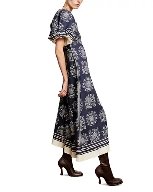 ALEMAIS Banderra Linen Bubble Sleeve Midi Dress