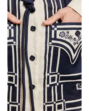 ALEMAIS Banderra Printed Linen Mini Dress