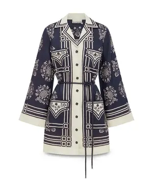 ALEMAIS Banderra Printed Linen Mini Dress