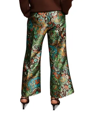 ALEMAIS Charlotte Flared Paisley Print Polyester Pants