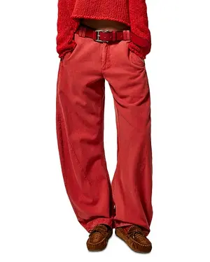 Free People Spotlight Washed High Rise Wide Leg Pants - Red Clay