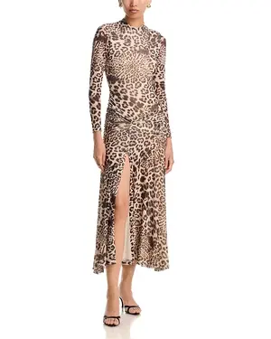 Bardot Lea Mesh Print Midi Dress - Leopard