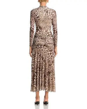 Bardot Lea Mesh Print Midi Dress - Leopard