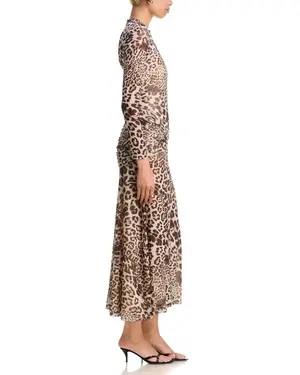 Bardot Lea Mesh Print Midi Dress - Leopard