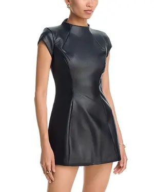 Bardot Delphi Faux Leather Mini Dress - Black