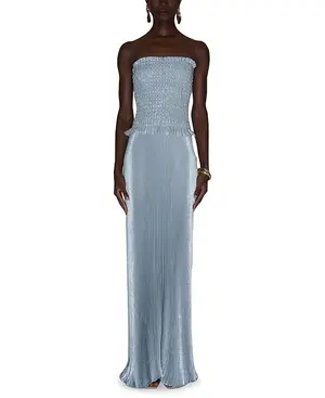 L'IDEE Maya Gown Strapless Pleated Maxi - Arctic Shimmer