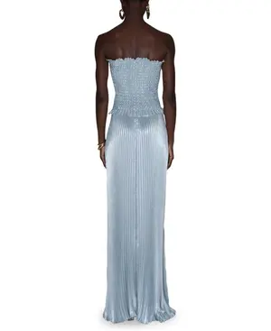 L'IDEE Maya Gown Strapless Pleated Maxi - Arctic Shimmer
