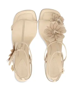 Zimmermann Belara Leather Flower High Heel Sandals - Cream