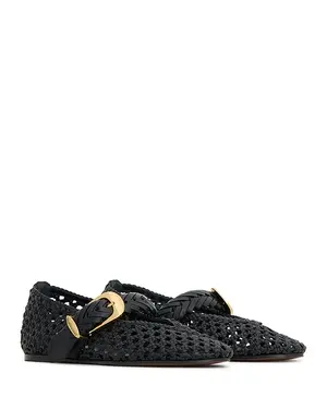 Zimmermann Alchemy Woven Leather Ballerina Flats - Black