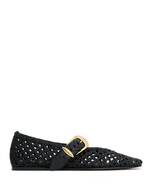 Zimmermann Alchemy Woven Leather Ballerina Flats - Black