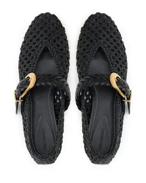 Zimmermann Alchemy Woven Leather Ballerina Flats - Black