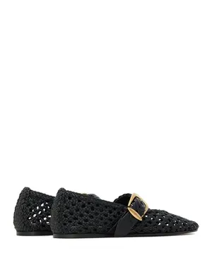 Zimmermann Alchemy Woven Leather Ballerina Flats - Black