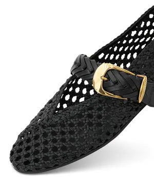 Zimmermann Alchemy Woven Leather Ballerina Flats - Black