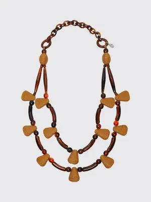 Max Mara Embellished Resin And Woven Necklace - Brown