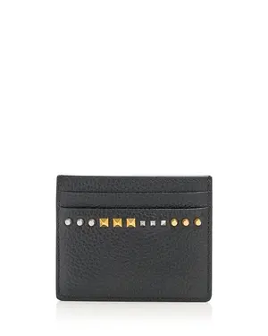 Valentino Garavani Rockstud Leather Card Case - Black