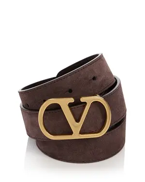 Valentino Garavani Vlogo Suede Reversible Belt - Brown