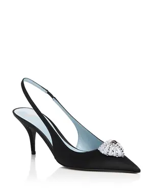 Valentino Garavani Coeur Royal Slingback Pumps - Black/silver
