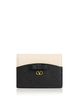 Valentino Garavani Vlogo Bow Leather Bifold Compact Wallet