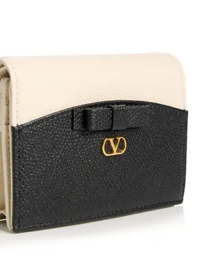 Valentino Garavani Vlogo Bow Leather Bifold Compact Wallet