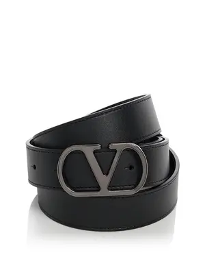 Valentino Garavani Vlogo Leather Belt - Black