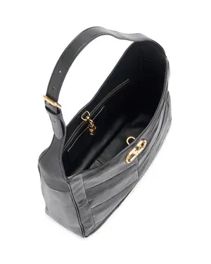 Valentino Garavani Vlogo Medium Leather Hobo Bag - Black