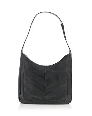 Valentino Garavani Vlogo Medium Leather Hobo Bag - Black