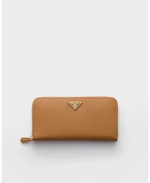Prada Large Saffiano Leather Wallet - Brown