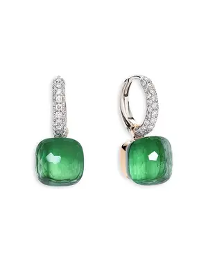 Pomellato 18k Nudo Earrings With Prasiolite, Green Agate & Diamonds - Gold