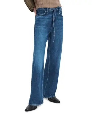 Rag & Bone Phoebe Cotton Drawstring Wide Leg Jeans - Floyd