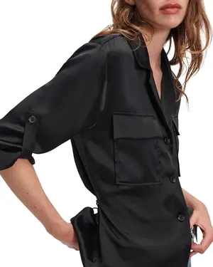 Rag & Bone Sonny Silk Notch Collar Blouse