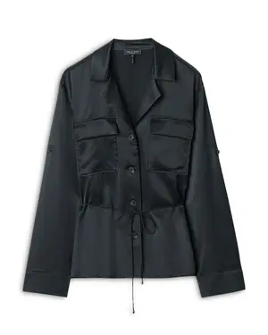 Rag & Bone Sonny Silk Notch Collar Blouse