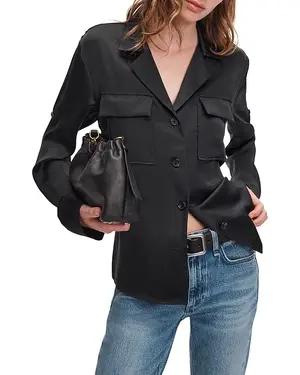 Rag & Bone Sonny Silk Notch Collar Blouse - Black