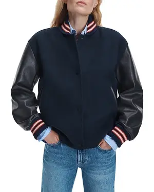 RAG & BONE Scarlet Wool Blend Varsity Jacket
