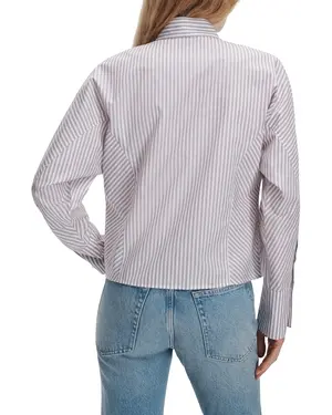 Rag & Bone Dustin Cotton Poplin Striped Shirt - Maroon Stripe