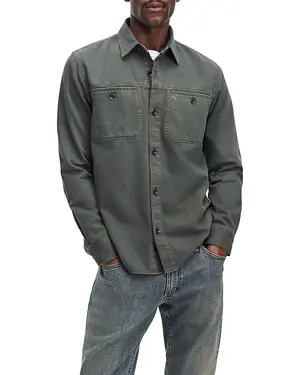 Rag & Bone Overdyed Denim Workwear Overshirt - Dark Green