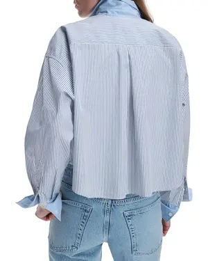 Rag & Bone Marin Multi Stripe Cropped Shirt
