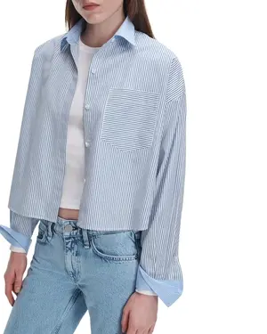 Rag & Bone Marin Multi Stripe Cropped Shirt