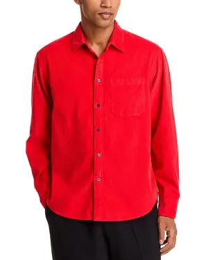 Rag & Bone Relaxed Corduroy Cotton Pocket Shirt - Red