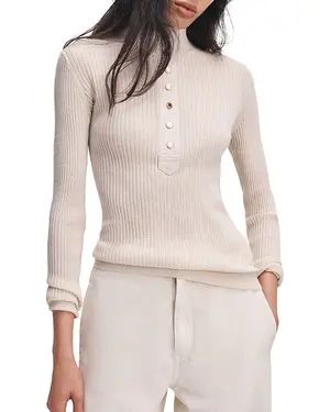 Rag & Bone Lucy Henley Stand Collar Sweater - Ivory