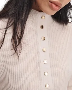 Rag & Bone Lucy Henley Stand Collar Sweater - Ivory