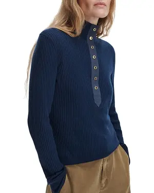 Rag & Bone Lucy Henley Stand Collar Sweater - Navy