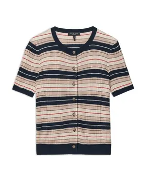 Rag & Bone Teresa Striped Short Sleeve Cardigan