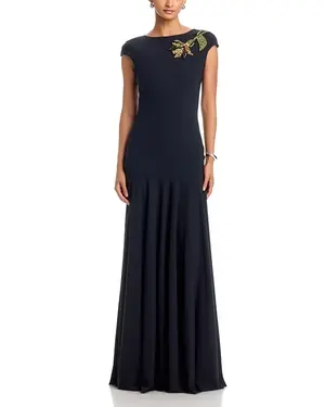 Chiara Boni La Petite Robe Isolda Rc Long Cap Sleeve Gown
