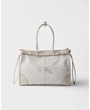 Prada Bonnie Extra-large Printed Linen And Leather Tote Bag