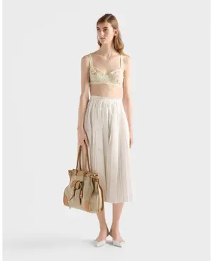 Prada Bonnie Linen And Leather Tote Bag