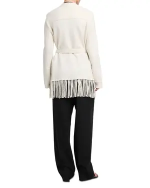 TWP Thea Cashmere Belted Fringe Trim Coat